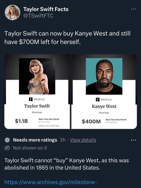 Taylor Swift Cannot Buy Kanye West As This Was Abolished In 1865 In