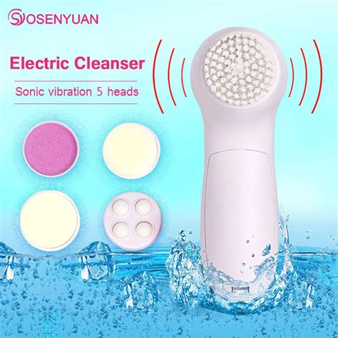 휴대용 5 In 1 전기 페이셜 클렌저 머신 진동 페이셜 브러쉬 모공 클리너 회전 페이스 와셔 스파 클리닝 브러쉬파워 페이셜 클렌징 기기 Aliexpress