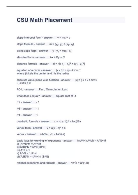 csu math placement questions with rationale 2023 math placement