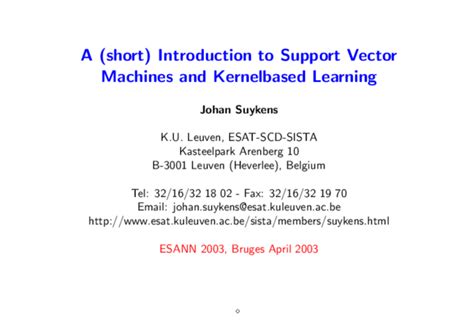 pdf a short introduction to support vector machines and kernelbased
