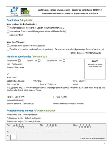 MAST RE D ING NIERIE Isige MINES ParisTech Form Fill Out And Sign Printable PDF Template