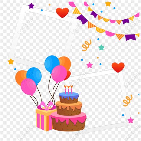 폴라로이드 생일 일러스트 배너 장식 사진 용지 테두리 풍선행복생신 Png 일러스트 무료 다운로드 Lovepik