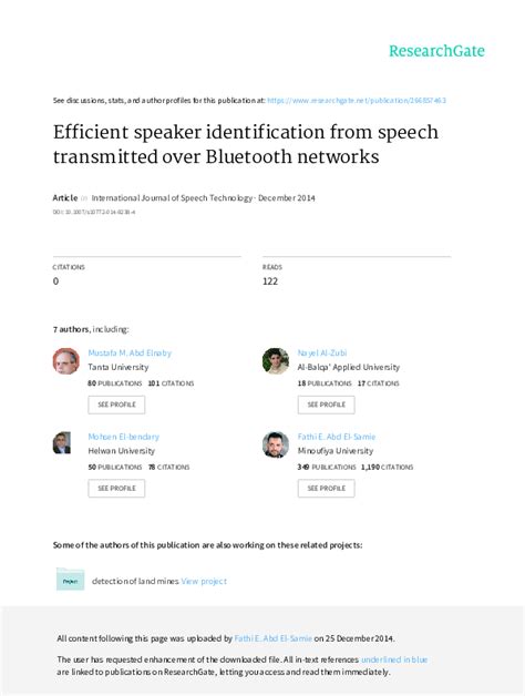 Pdf Efficient Speaker Identification From Speech Transmitted Over
