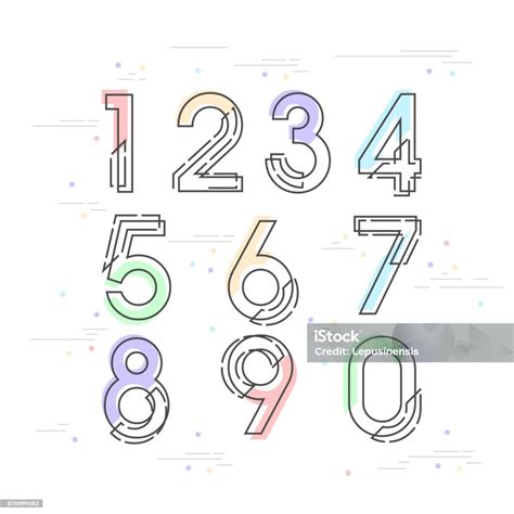 양식의 10 숫자 0 9 번호 평면 디자인 세트 1에 대한 스톡 벡터 아트 및 기타 이미지 1 3차원 형태 교육 Istock