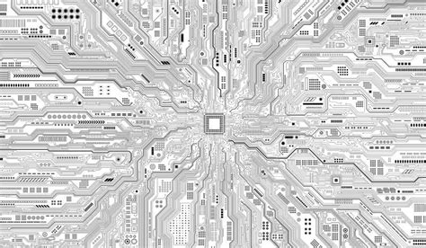 cpu chip on motherboard futuristic microchip processor stock vector