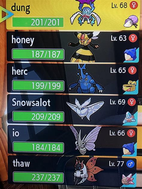 I Limited Myself To Only Bug Type Pokemon For My Entire Run Heres My Hall Of Fame Team R