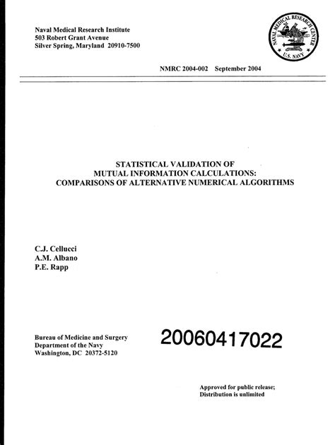 Pdf Statistical Validation Of Mutual Information Calculations Comparison Of Alternative