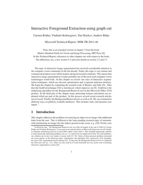 Pdf Interactive Foreground Extraction Using Graph Cut