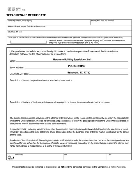 Texas Resale Certificate Form Fill Out And Sign Printable Pdf