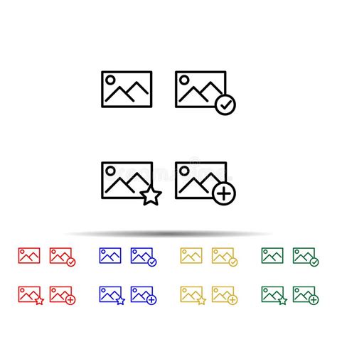 Picture Star Plus Check Sign Multi Color Style Icon Simple Thin Line Outline Vector Of Web