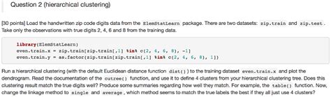 Question 2 Hierarchical Clustering 30 Points Load