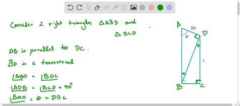 SOLVED Express the length x in terms of the trigonometric ratios of θ
