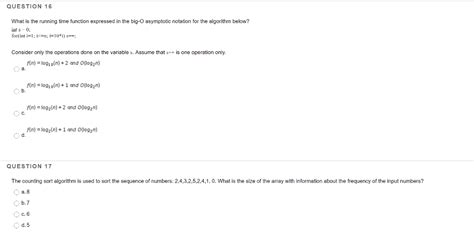 Solved QUESTION What Is The Running Time Function Chegg
