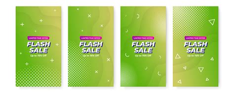 깨끗한 현대 소셜 미디어 스토리 템플릿 세트 다채로운 기하학적 배경 플래시 세일 할인 배너 템플릿 프로모션 가격에 대한 스톡