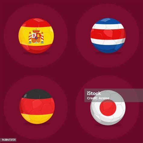 국기의 색깔을 가진 축구 공의 벡터 영국 이란 미국 웨일즈 그룹 B 카타르에서 열린 축구 선수권 대회 2022의 조별 예선 경기 개체 그룹에 대한 스톡 벡터 아트 및 기타