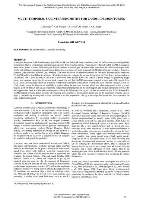Pdf Multi Temporal Sar Interferometry For Sar Interferometry For