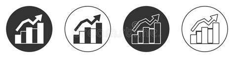 Black Financial Growth Increase Icon Isolated On White Background