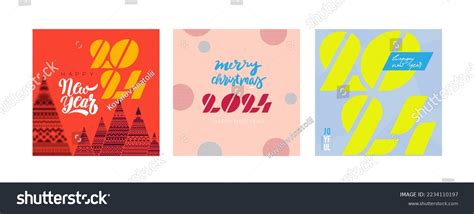Merry Christmas Happy New Year Set 库存矢量图（免版税）2234110197 Shutterstock