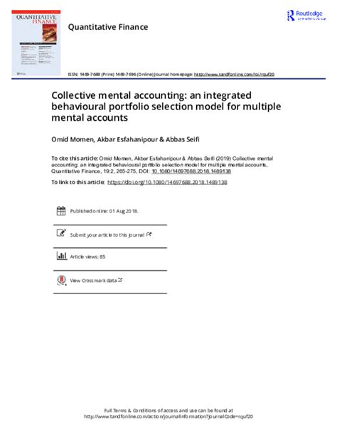 pdf collective mental accounting an integrated behavioural portfolio