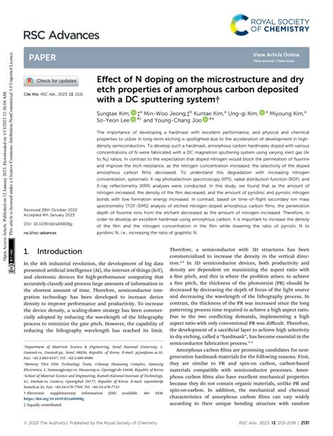 Pdf Effect Of N Doping On The Microstructure And Dry Etch Properties