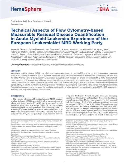 Pdf Technical Aspects Of Flow Cytometry Based Measurable Residual Disease Quantification In