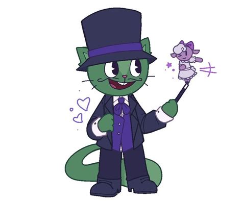 A Green Cat Wearing A Top Hat And Holding A Wand In One Hand While