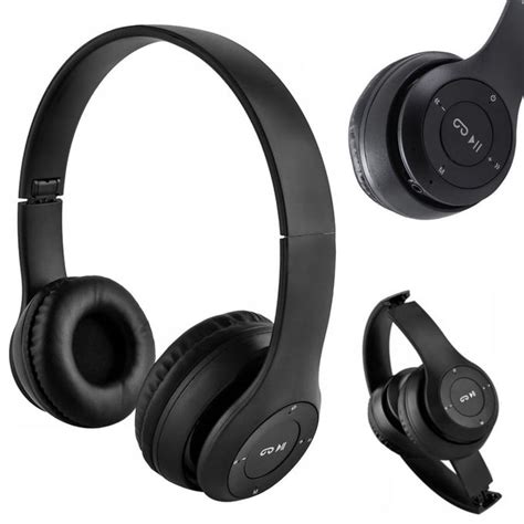 P47 Foldable Wireless Bluetooth Headphone Black Andeemart