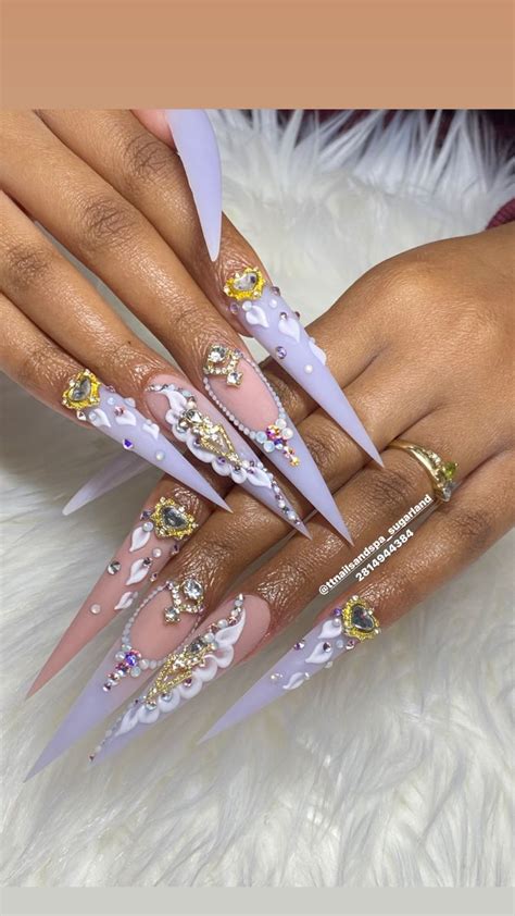 Super Long Nails With Diamond Stiletto Nails Designs Stilleto Nails