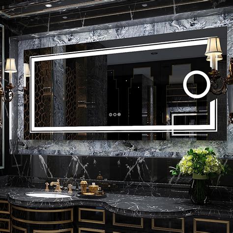 Modern Frameless Led Lighted Bathroom Mirror With 3x Magnifying Feature