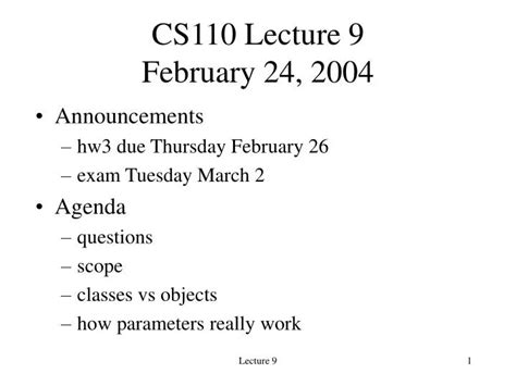Ppt Cs110 Lecture 9 February 24 2004 Powerpoint Presentation Free