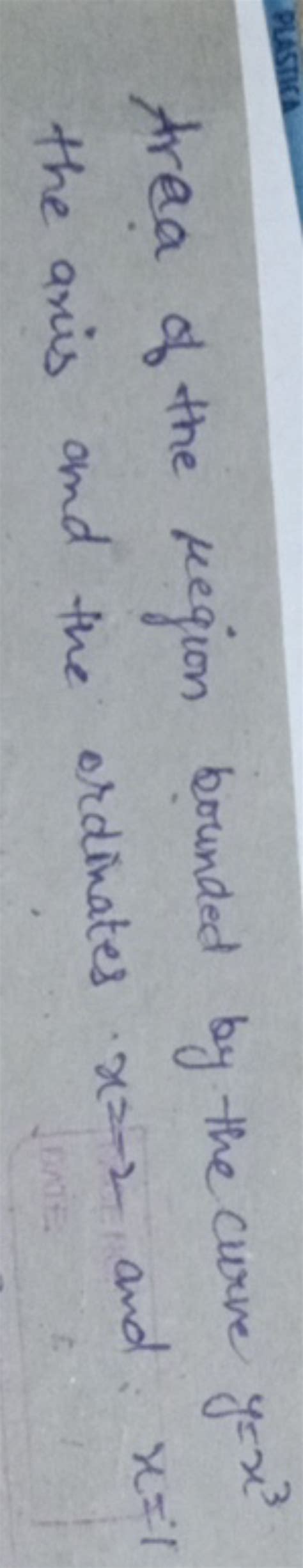 Area Of The Region Bounded By The Curve Yx3 The Axis And The Ordinates X