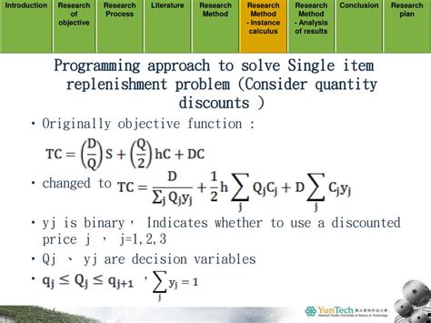 Ppt 考慮商品數量折扣之聯合補貨問題 Consider Quantity Discounts For Joint Replenishment Problem Powerpoint