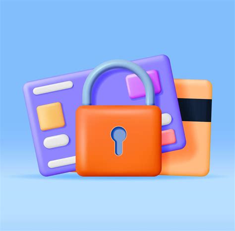 3d Bank Or Credit Card With Padlock Isolated Safe Payment System With Chip Render Padlock And