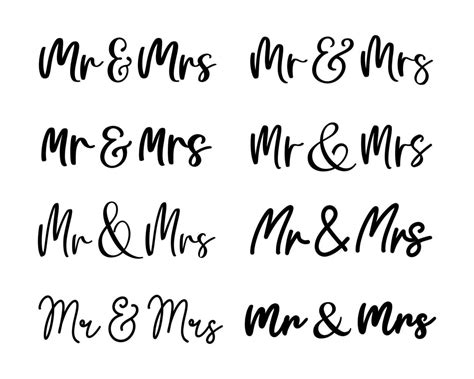 Hand Lettering Mr And Mrs Wedding Set Bride Groom Couple Love Heart