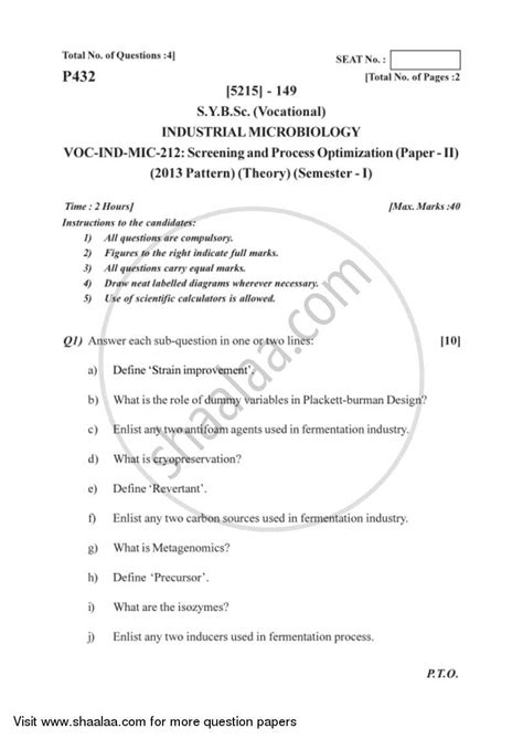 Screening And Process Optimization 2017 2018 Bachelor Of Science