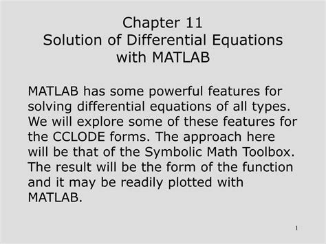PPT Chapter Solution Of Differential Equations With MATLAB PowerPoint Presentation ID