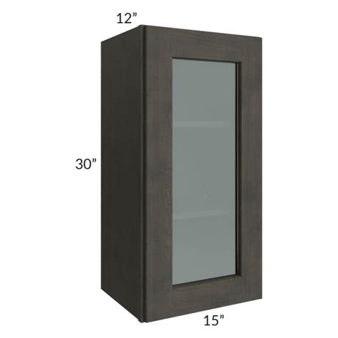 Rta Charcoal Grey Shaker 15 X 30 Wall Glass Door Cabinet Prepped Fo