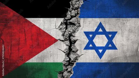 Israel And Palestine Flags With A Fissure Digital Art Of Israel And