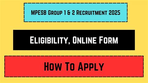 Mpesb Group 1 And 2 Recruitment 2025 Eligibility Online Form How To