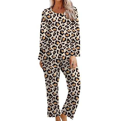 Usmixi Loungewear Set For Women Pajamas Sets For Women Vintage Leopard