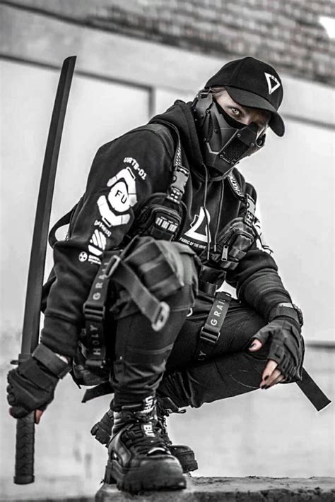 Techwear Model Cyberpunk Clothes Tactical Clothing Techwear Outfit
