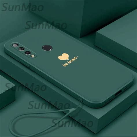 Casing Huawei Y9 Prime 2019 Case Straight Edge Silicone Protective Cover Give Same Color Hanging