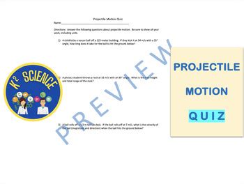 Projectile Motion Quiz D Kinematics Unit Physics By K Squared Science