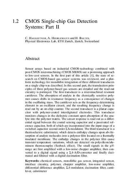Pdf Cmos Single Chip Gas Detection Systems Part Ii