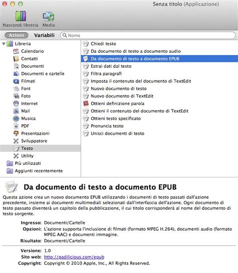 Come Convertire Un File Di Testo In Un Ebook Formato EPUB Con Automator Guida SlideToMac Mac