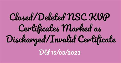 Deletedclosed Nsckvp Certificates Marked As Dischargedinvalid