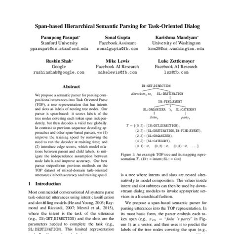 Span Based Hierarchical Semantic Parsing For Task Oriented Dialog Acl Anthology