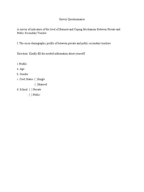 Quantitative Survey Questionnaire Pdf Occupational Burnout Behavioural Sciences