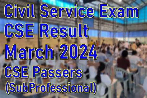 Civil Service Exam Result March 2024 Cse Passers Subprofessional Level Philnews