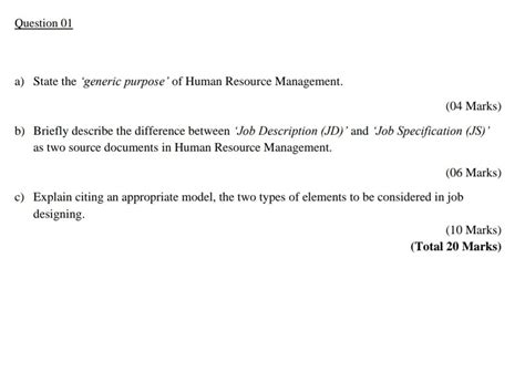 Solved a) State the 'generic purpose' of Human Resource | Chegg.com